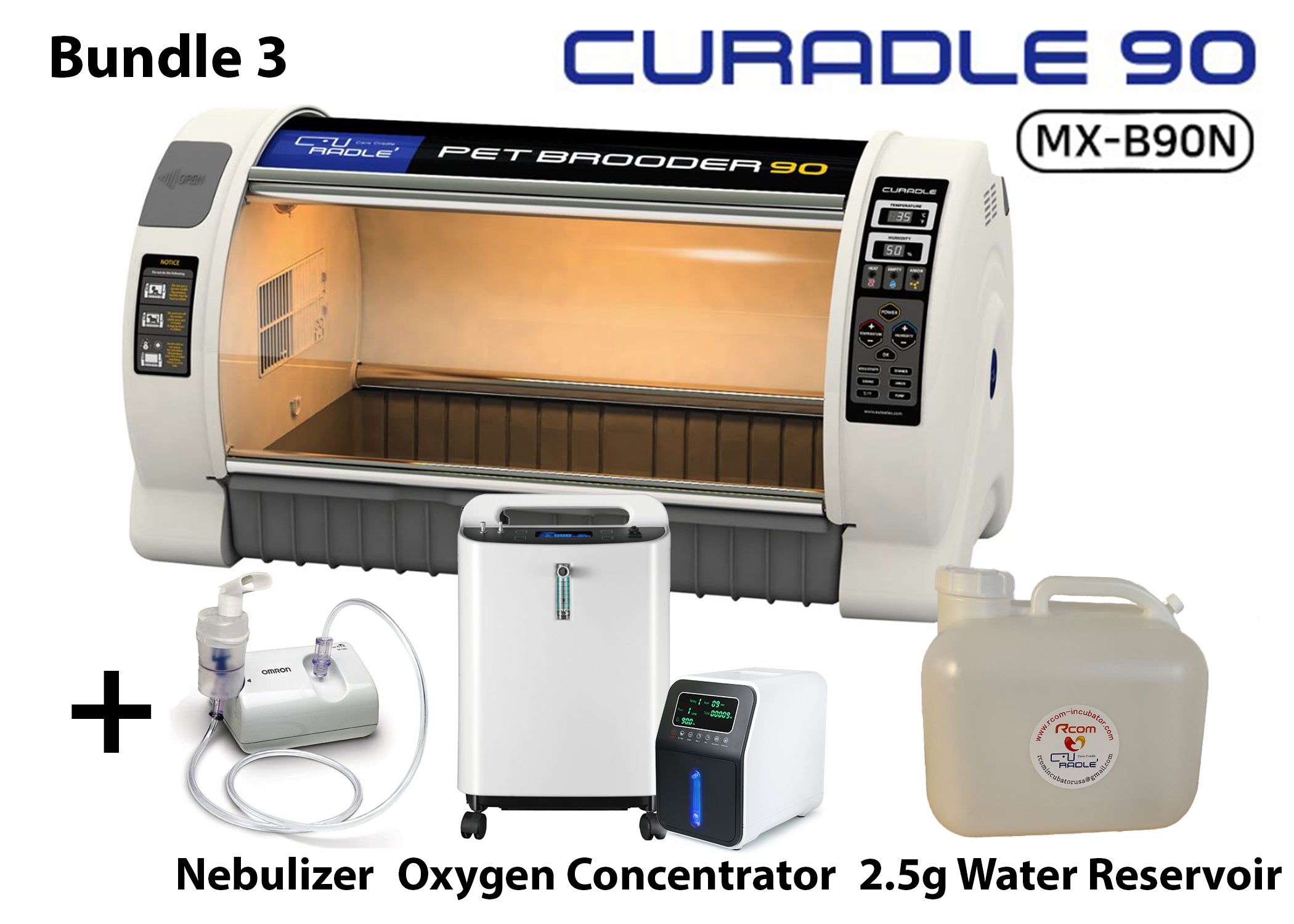 Bundle 3 - Pet Brooder 90 + Nebulizer + Oxygen Concentrator + Reservoi ...