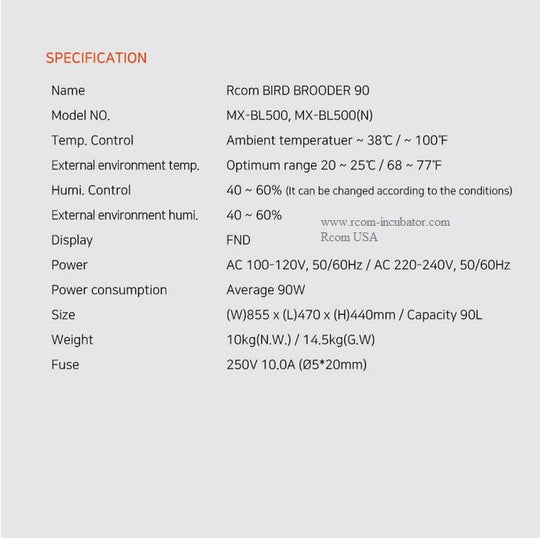 Bird Brooder Large Avian Curadle ICU MX BL 500 N – Rcom Incubators USA